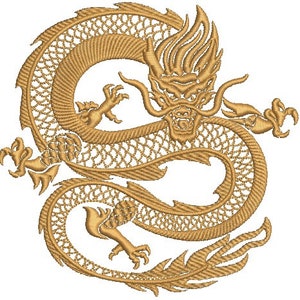 Golden Dragon Machine Embroidery Design, Instantly Download - Etsy
