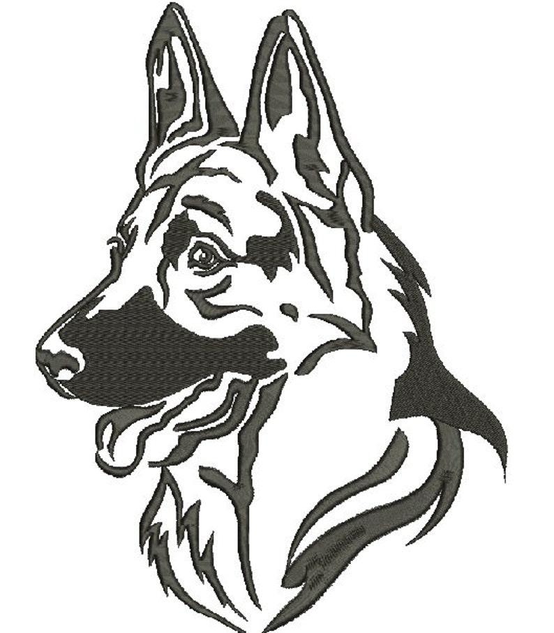 German Shepherd Dog machine embroidery design 5 SIZES | Etsy