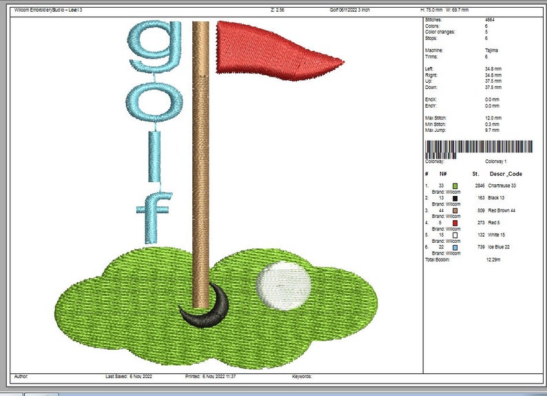 Golf Machine Embroidery Design 2 Sizes Instantly Download - Etsy