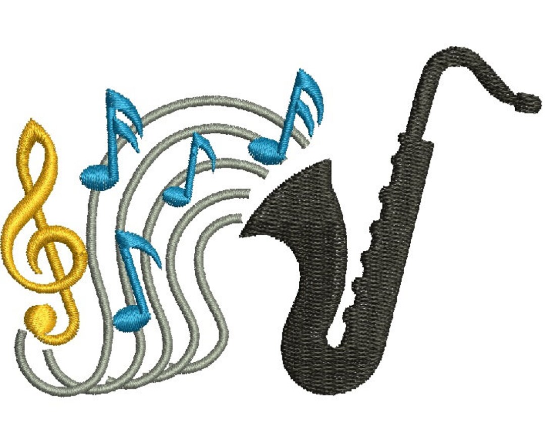 Saxophone and Musical Notes, Music, Notes Machine Embroidery Designs ...