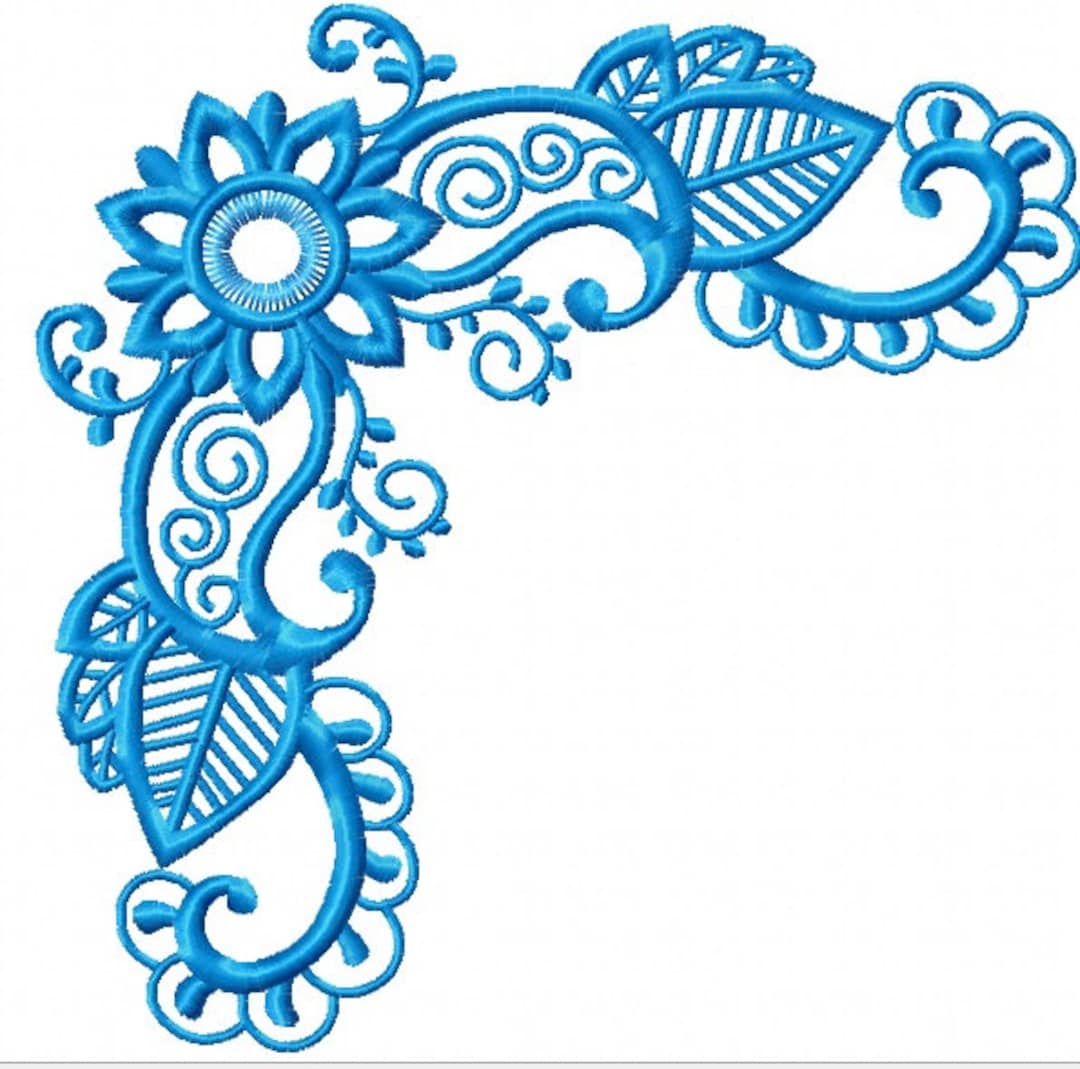 Floral Ornament / Indian ( Mehendi ) Corner Machine Embroidery Design ...