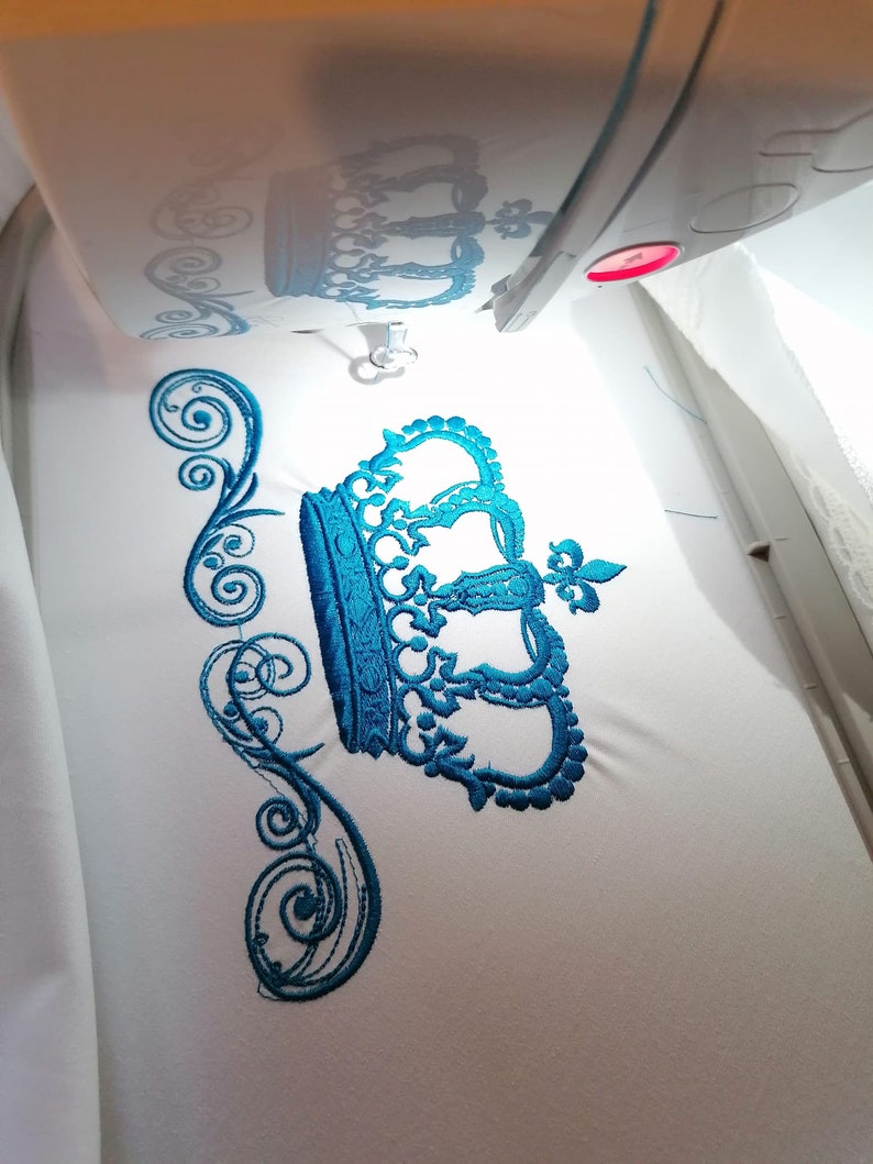 Big Crown and Pattern Machine Embroidery Design Instantly - Etsy