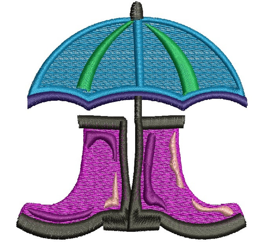 Umbrella & Rain Boots Machine Embroidery Design - Etsy