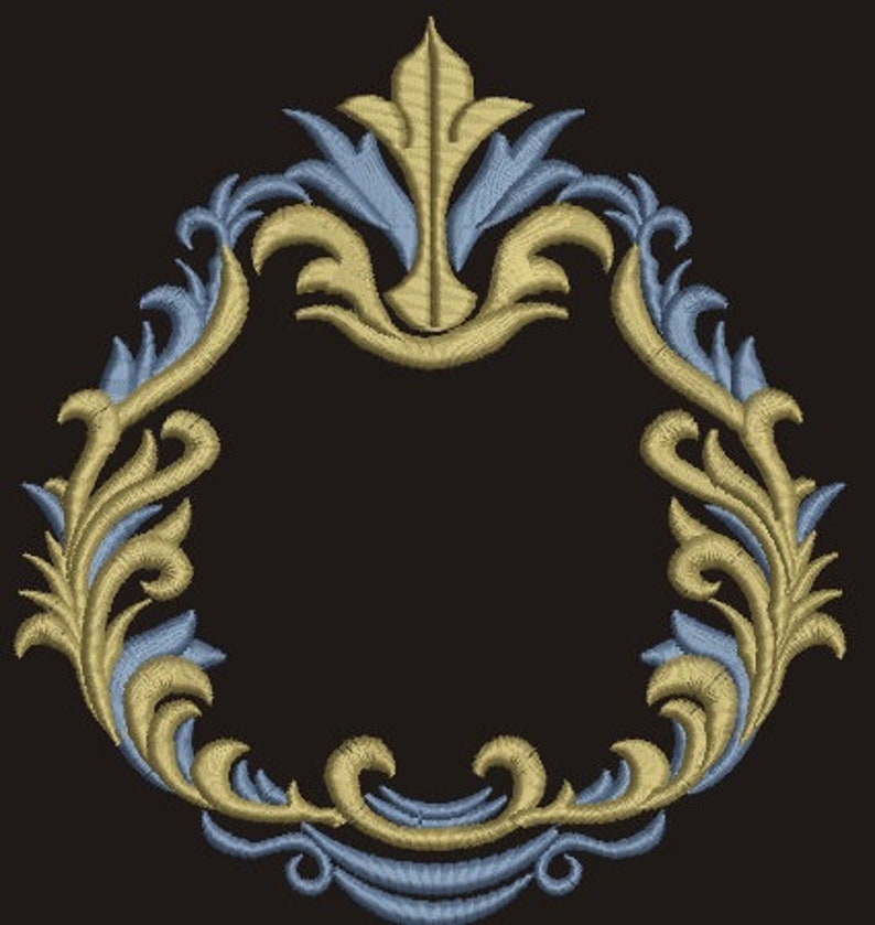 Baroque Monogram Frame Machine Embroidery Designs Instantly - Etsy