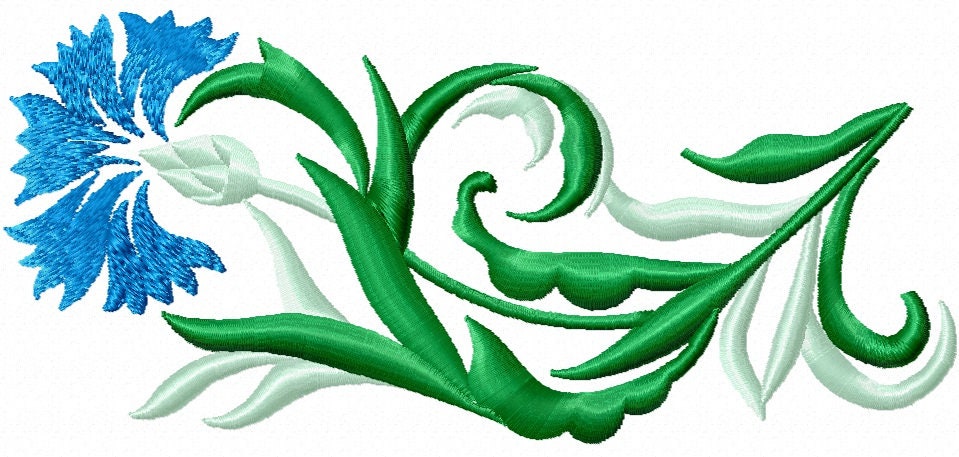 Cornflower border machine embroidery design instantly | Etsy