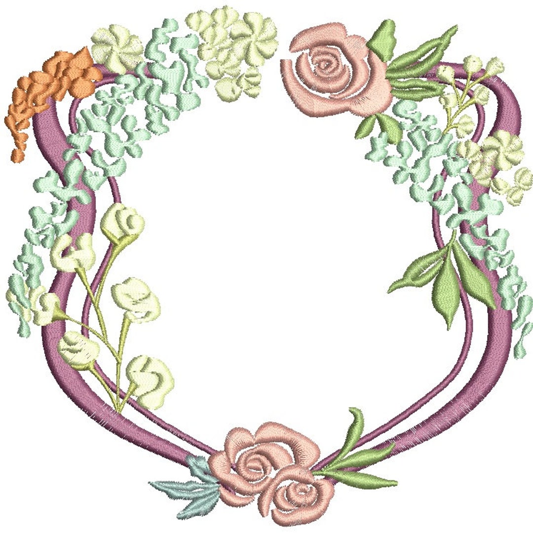 Floral Frame for Monogram / Monogram Frame Machine Embroidery Design - Etsy