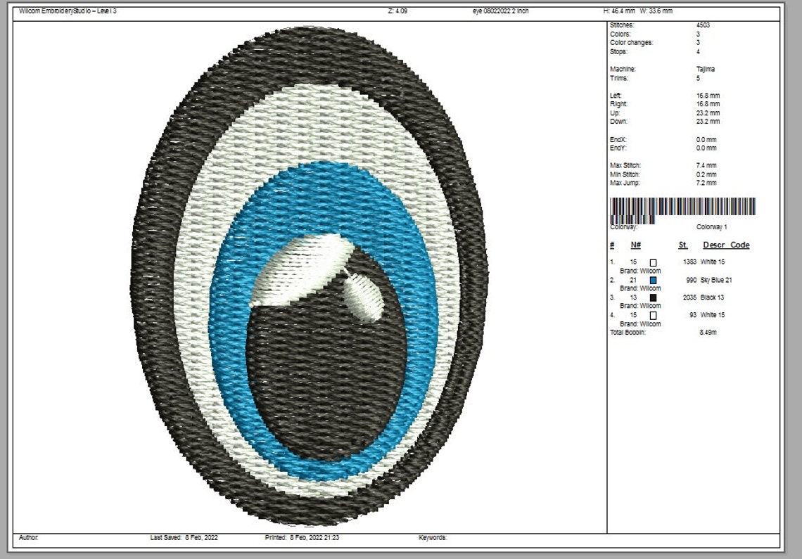 Oval Blue Eye Machine Embroidery Designs Instantly Download | Etsy