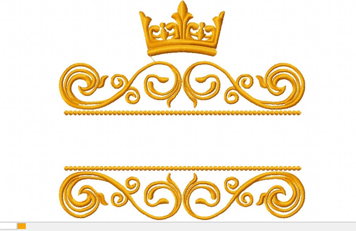 Crown and Split Flourish Floral Name Frame Machine Embroidery - Etsy