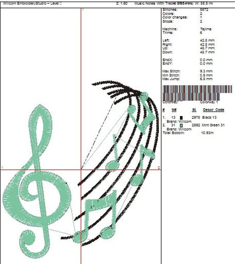 Music Notes With Treble Clef Machine Embroidery Designs - Etsy