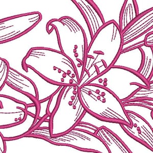 Bouquet Lilies Machine Embroidery Design - Etsy