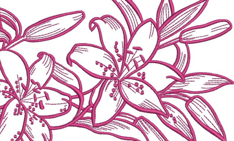 Bouquet Lilies Machine Embroidery Design - Etsy