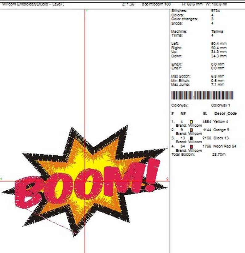 BOOM Machine Embroidery Design Digital INSTANT DOWNLOAD | Etsy