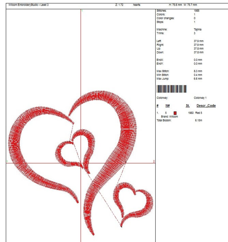 Hearts machine embroidery design | Etsy