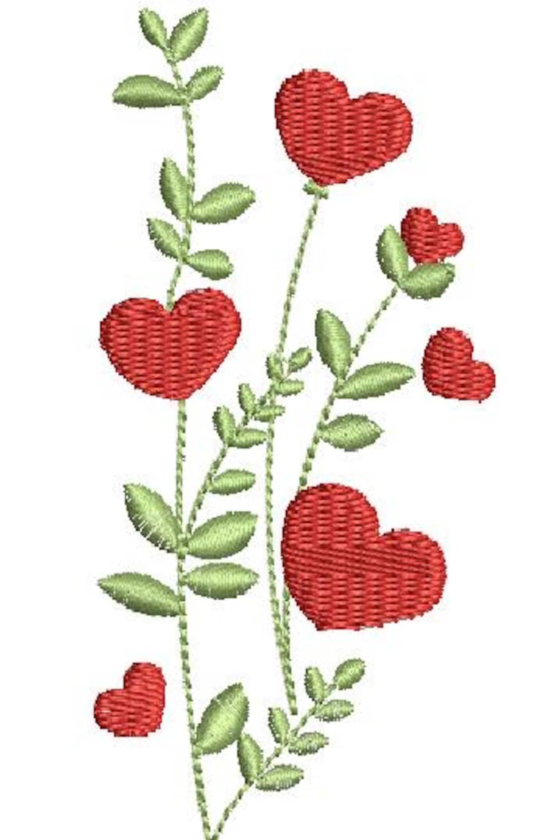 Flowers Hearts Machine Embroidery Design - Etsy