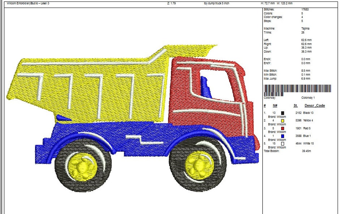 Dump Truck Machine Embroidery Design Instantly Download - Etsy