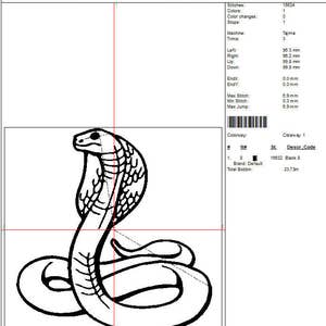 Cobra Machine Embroidery Design, Instantly Download - Etsy