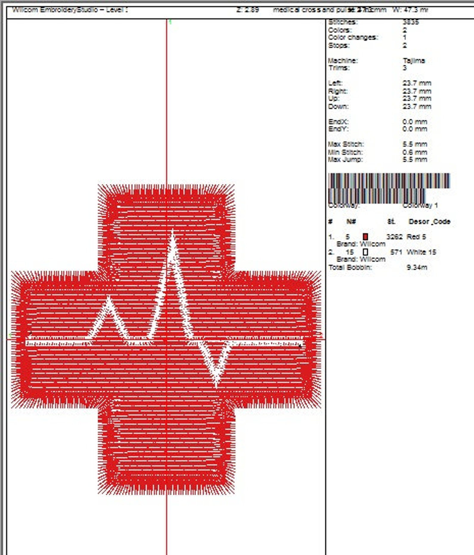 Medical Cross and Pulse Red Cross Embroidery Medical Pattern | Etsy