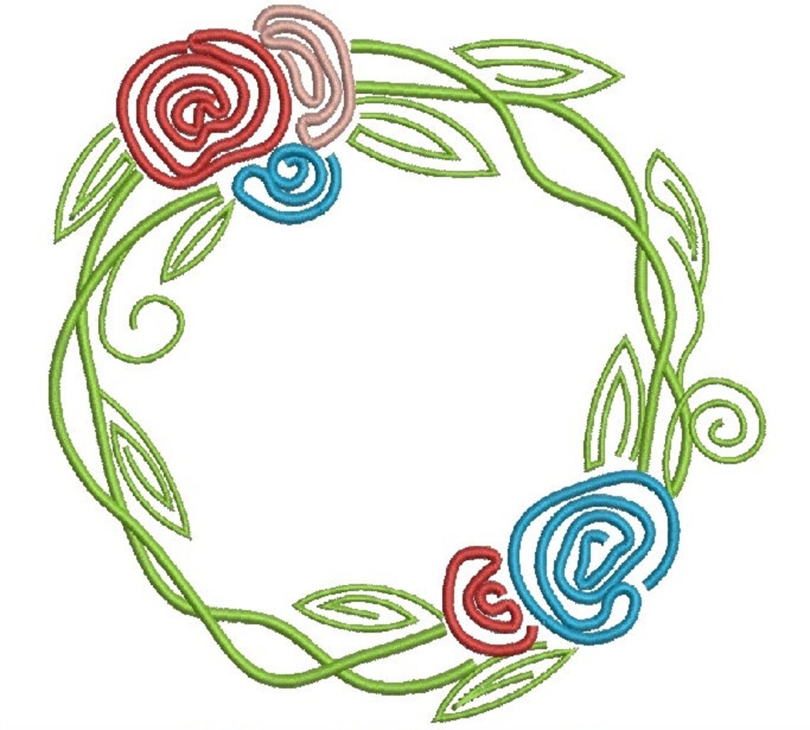 Flower Wreath for Monogram Machine Embroidery Design Letters - Etsy
