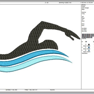 Swimming Machine Embroidery Design, Instantly Download Digital File ...