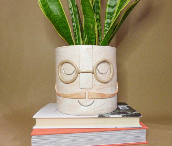 Face Plant Pot Bespoke Portrait Planter Handmade Custom Portrait Pot ...