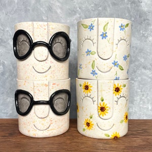 Handmade Face Plant Pot, Sunflower Plant Pot, Floral Clay Pot; Female ...