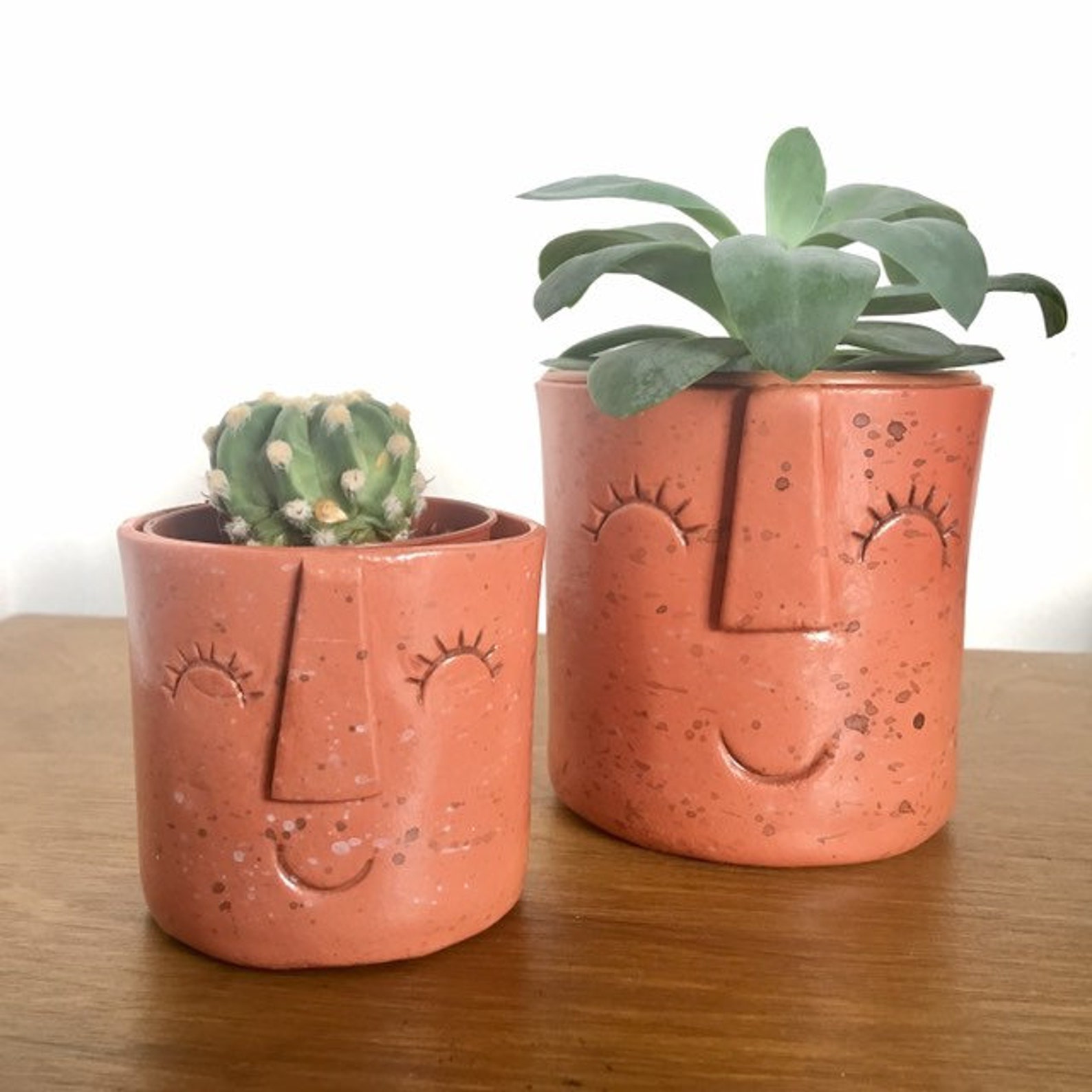 Handmade Face Plant Pot Female Clay Mini Succulent Pot - Etsy