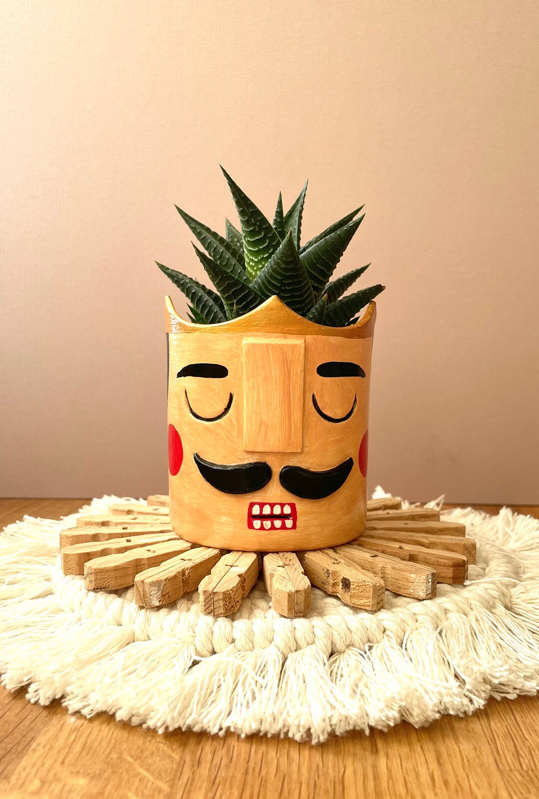 Handmade Nutcracker Plant Pot, Clay Succulent Festive Pot Planter ...