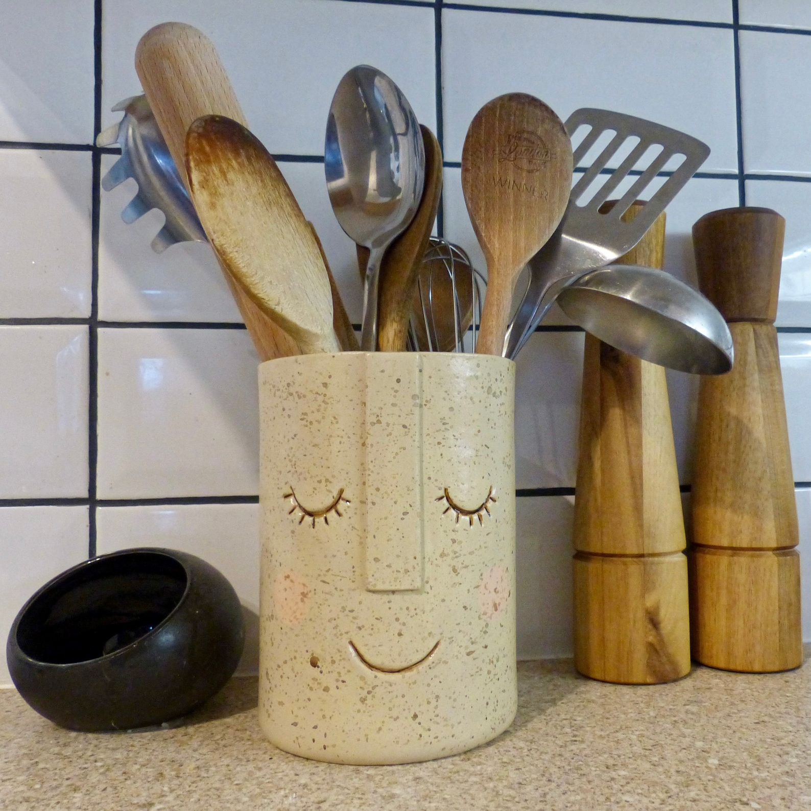 Handmade Face Utensil Pot, Ceramic Kitchen Utensil Storage Jar, - Etsy UK