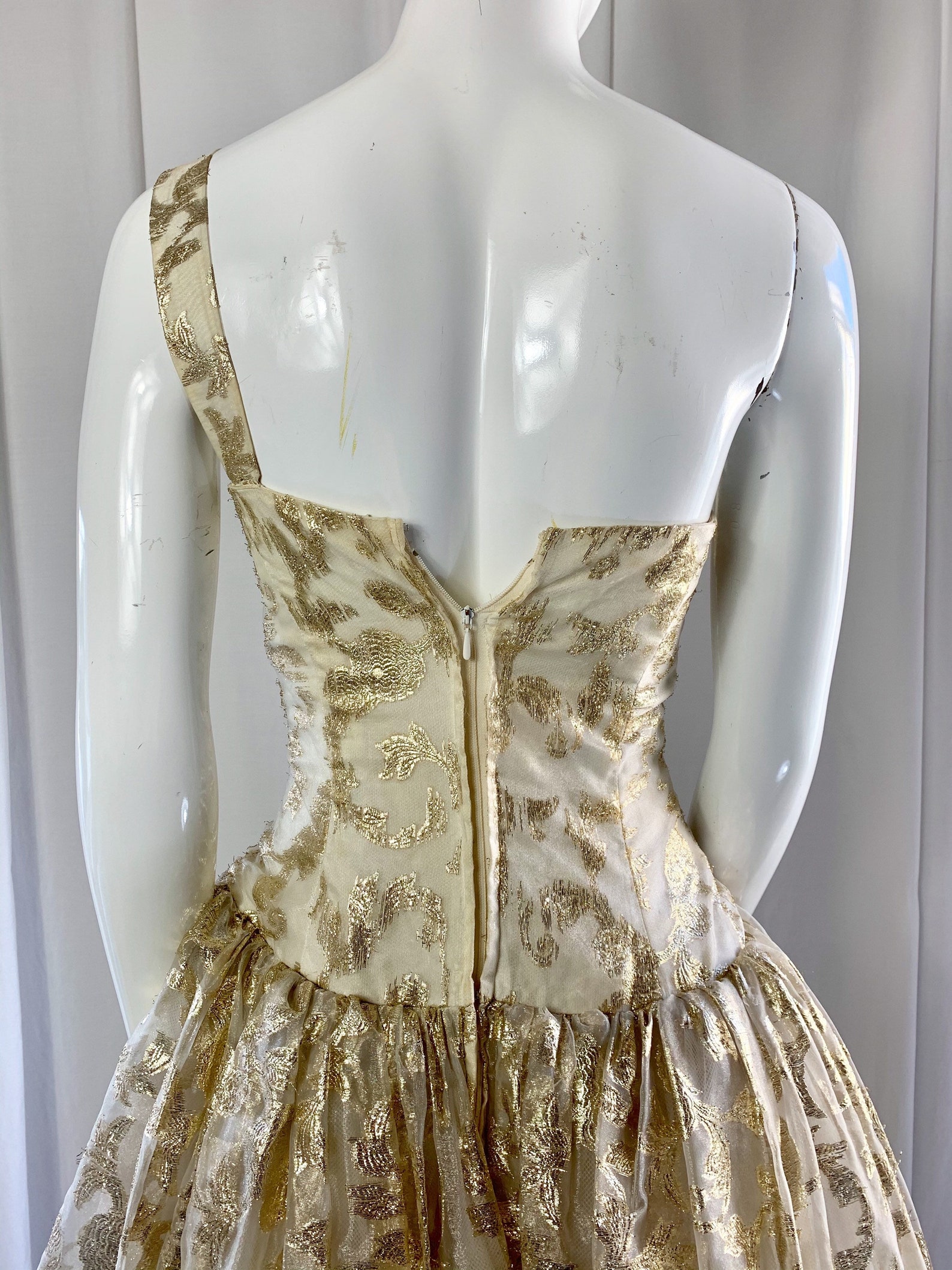 1950's Glittery Golden Baroque Scroll Organza Boned Bodice - Etsy UK