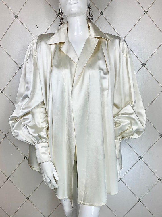 1980's MUGLER Oyster Silk Duchesse Satin Opera Jacket… - Gem