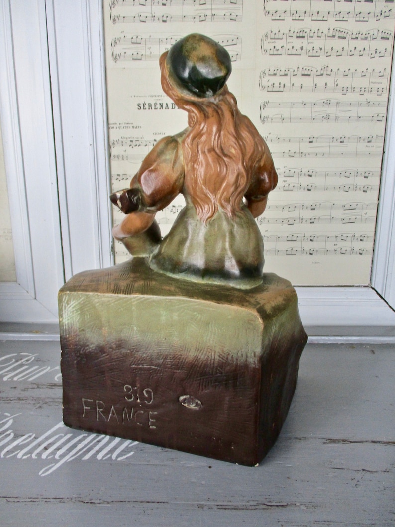 Large Vintage French Plaster Statue Polychrome Mignon C1930s - Etsy