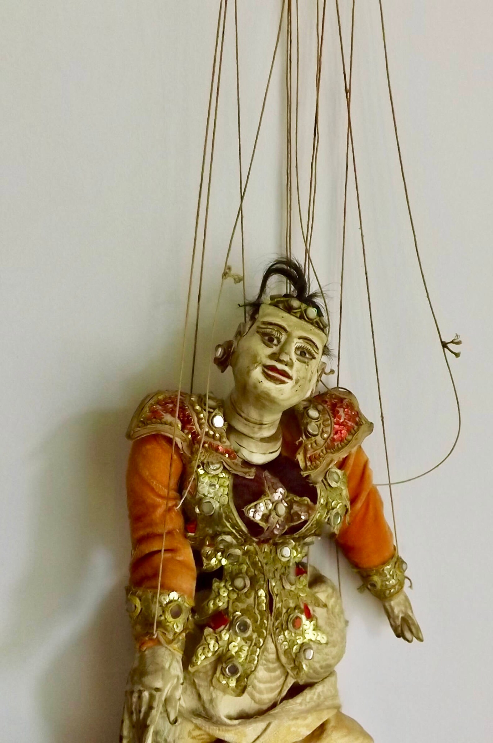 Antique Ornate Asian Hand Carved Burmese Marionette String Puppet Doll ...
