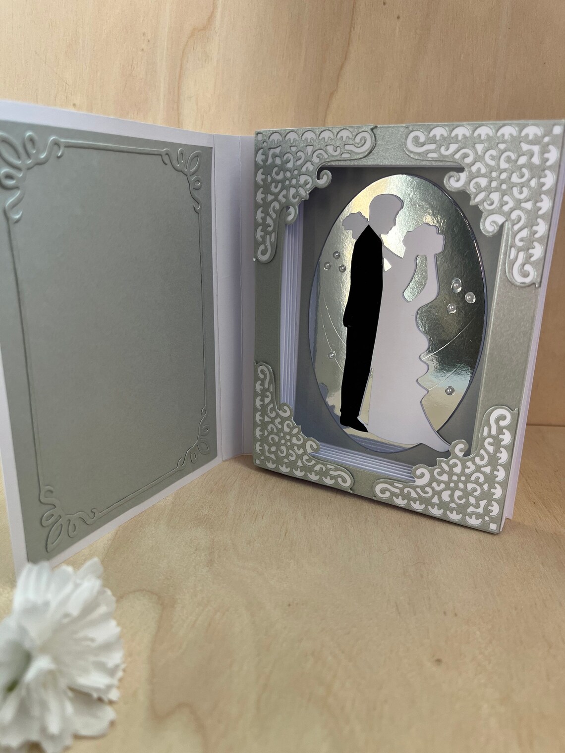 Elegant Wedding Card as Shadow Box Card in White Black and | Etsy