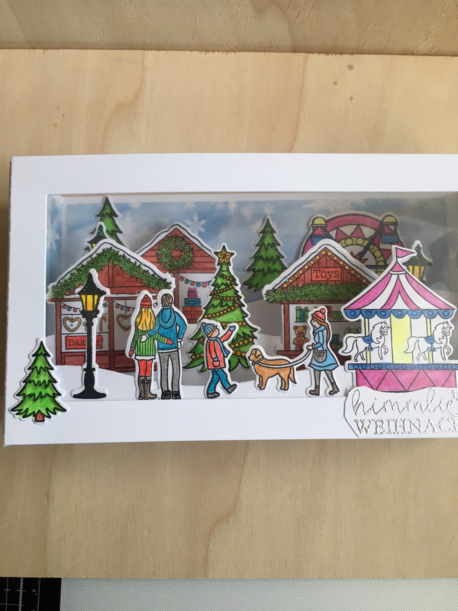 Christmas Card Slimline Shadow Box Card Christmas Market - Etsy