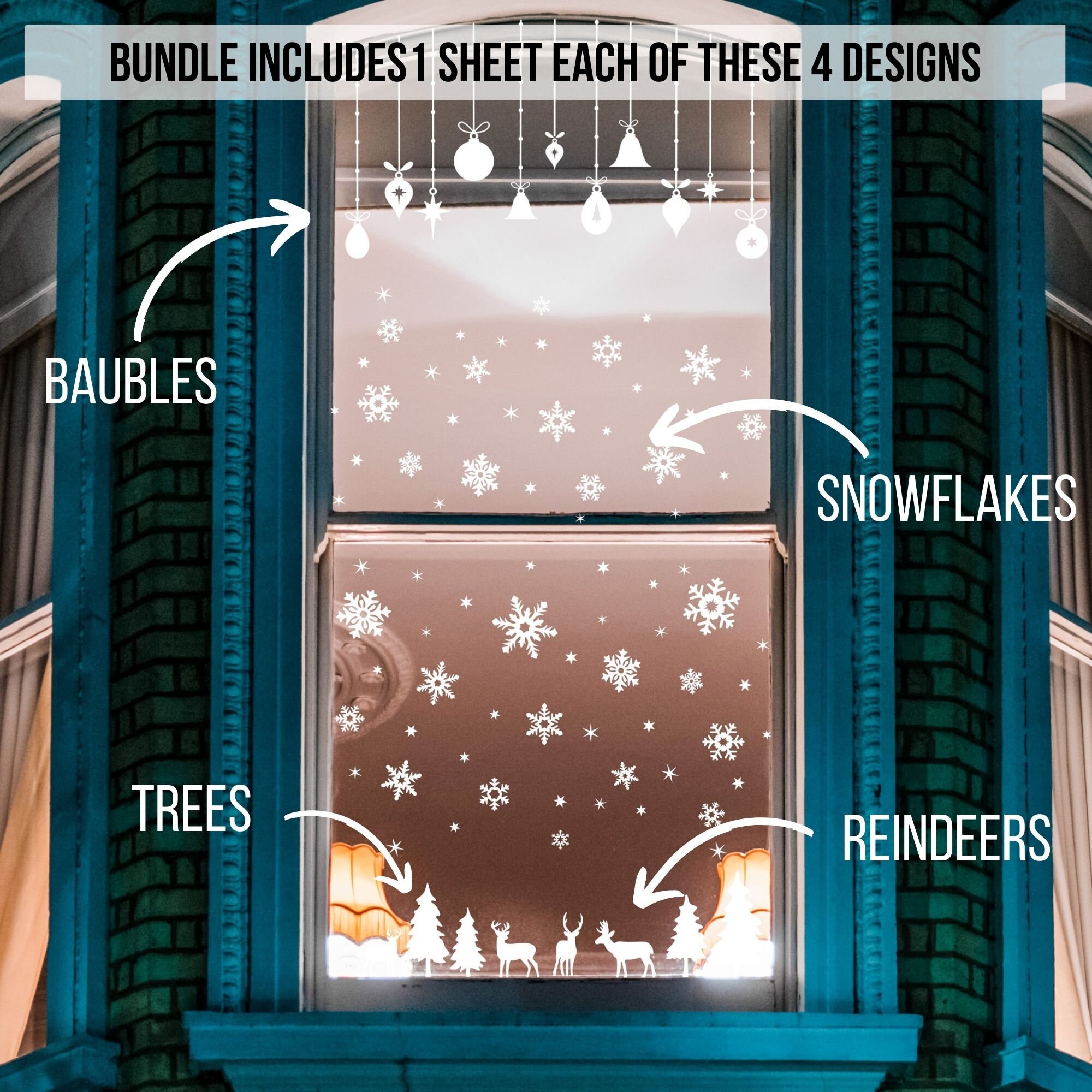 Christmas Bauble Window Decals, Christmas Decorations for Windows ...