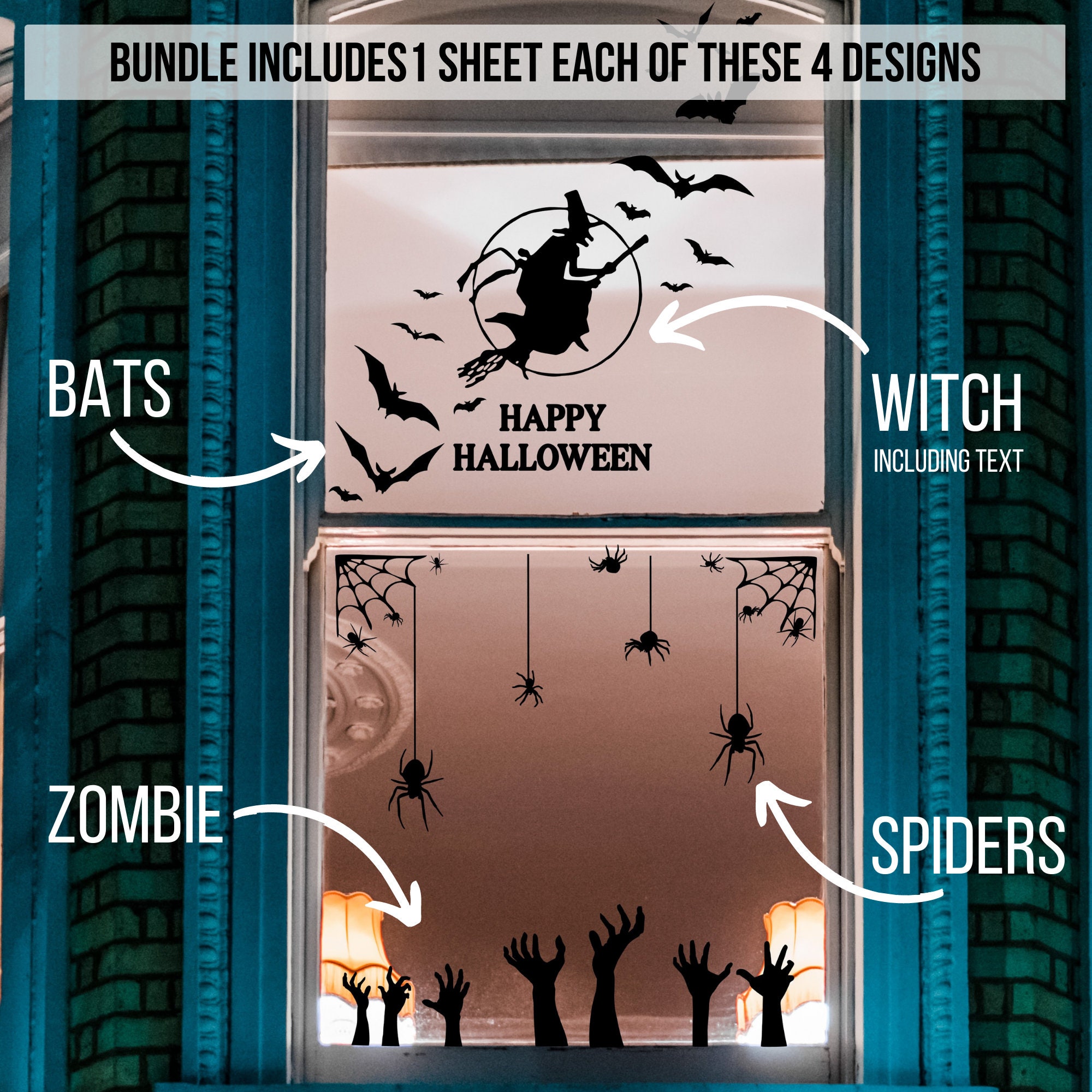 Spider Halloween Window Stickers Spooky Season Decor Creepy - Etsy