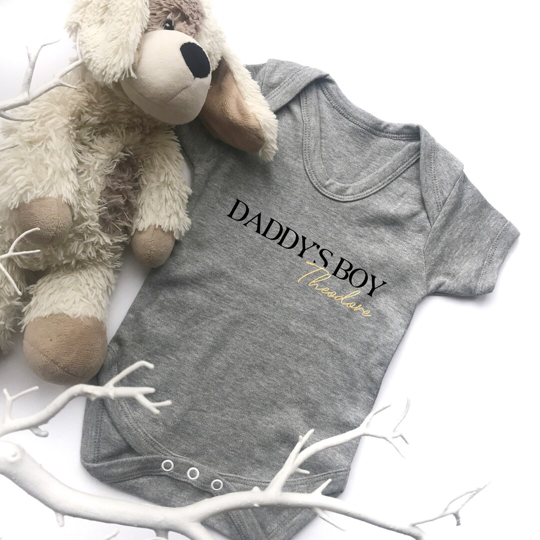 Personalised Daddys Boy Bodysuit, First Fathers Day Dad Gift, Daddy and ...