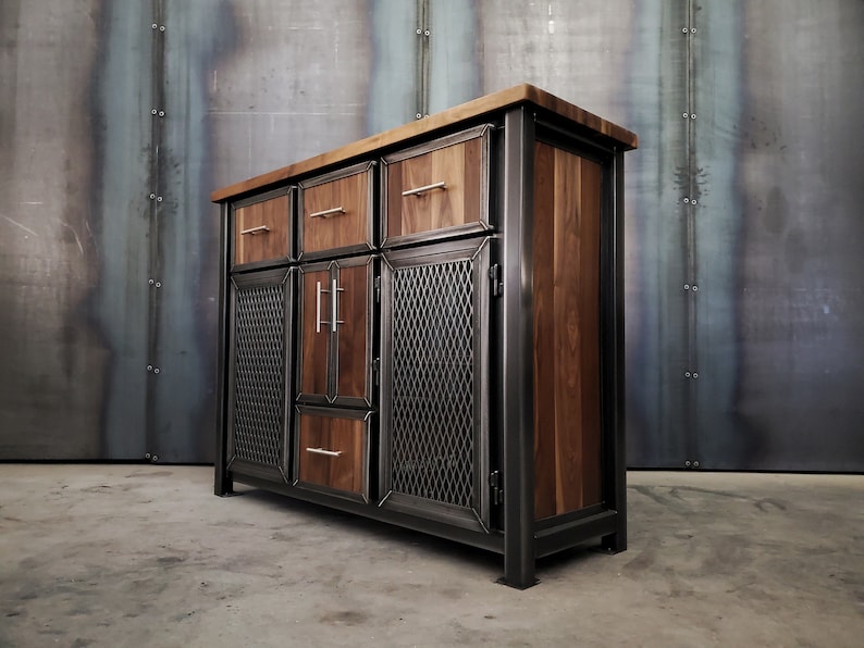 Modern Industrial Console Table Bar Cabinet and Media - Etsy