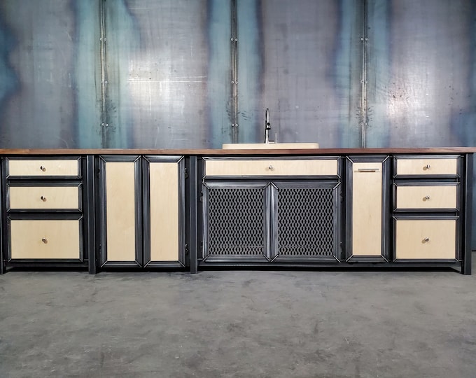 Steel Cabinet With Enamel Top 1950s Metal Kitchen Cabinet Unit Retro ...