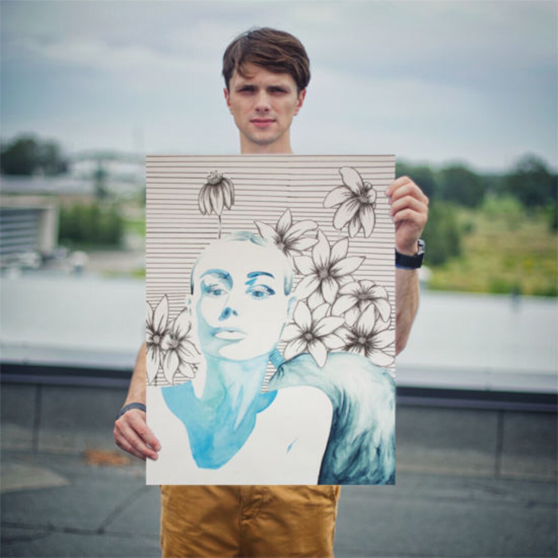 Fashion Portrait in Blue - Etsy UK
