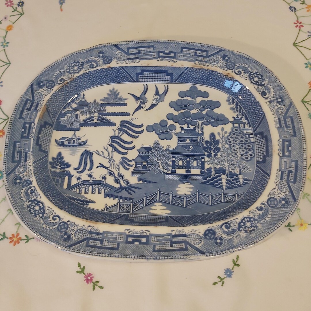 Rare Early 19th Century Willow Pattern Serving Platter by Cornfoot ...