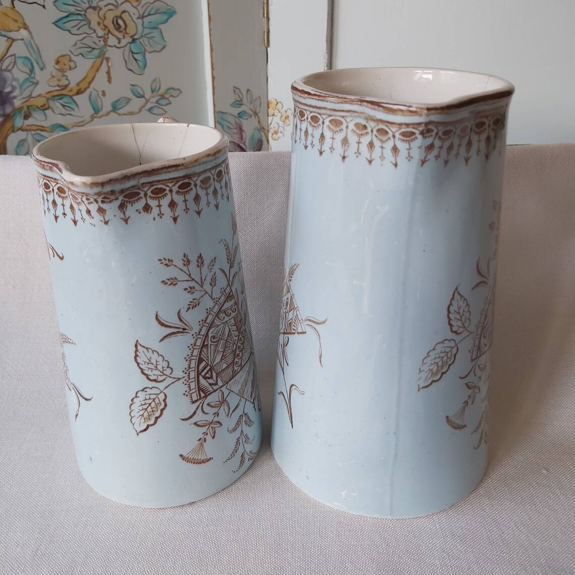 Clyde Pottery Aesthetic Movement Jugs in the Fan Scene Pattern | Etsy