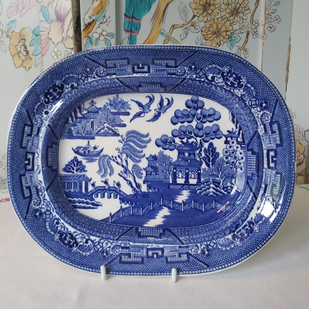 A Willow Pattern Platter by Wedgwood and Co. C1890. - Etsy