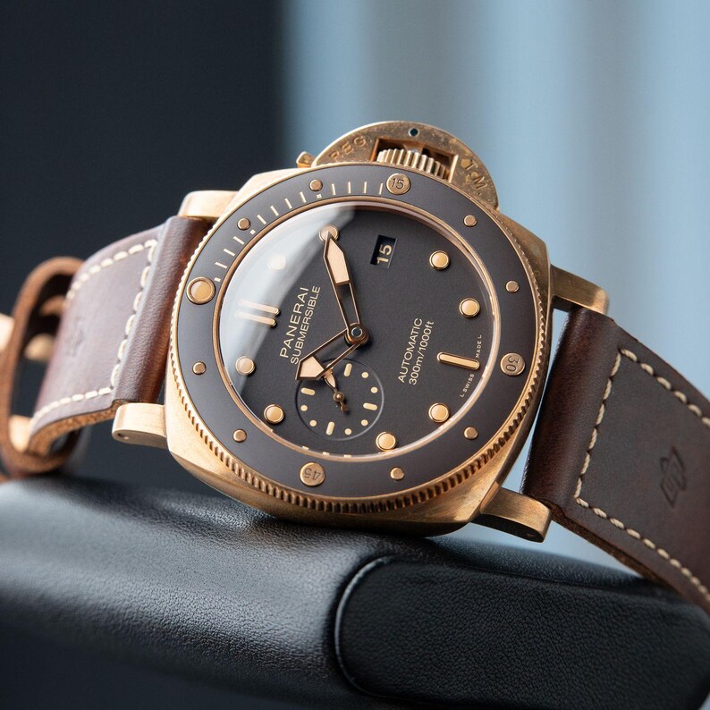 Panerai Luminor Submersible Bronzo Bronze Brown Ceramic Leather Pam968 ...