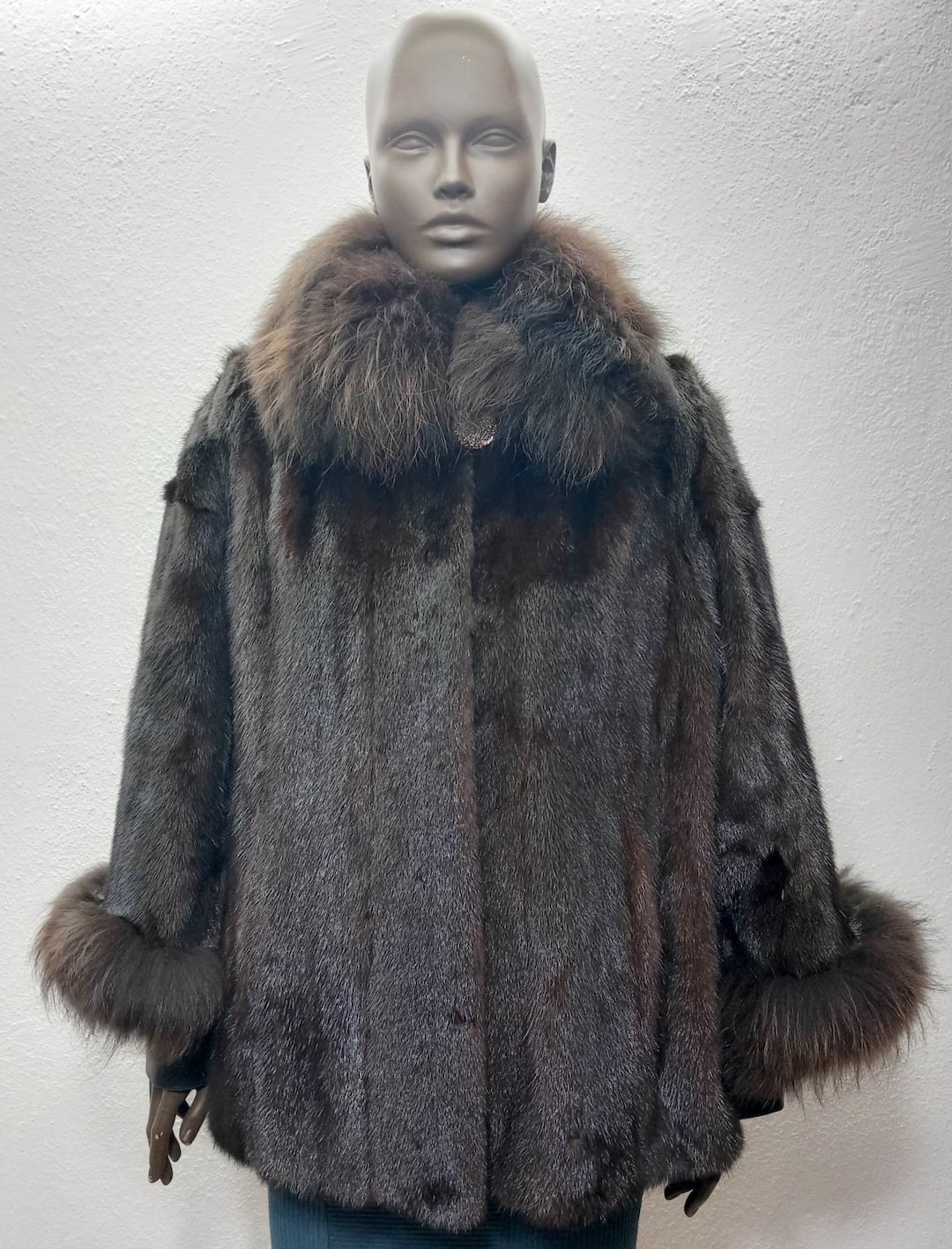 Brown Mink Fur Cape, Mink Skin Etol, Women Fur Mink Fur Jacket, Elegant ...