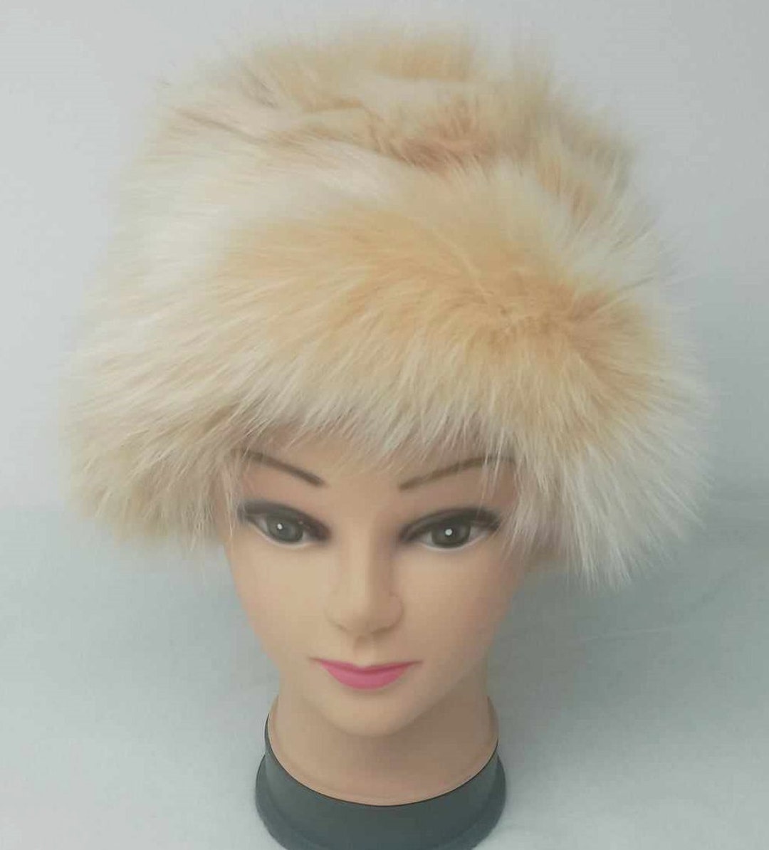 Beige Fox Fur Hat, Fox Fur Hat, Fox Fur Beret, Beige Fox Fur Beret ...