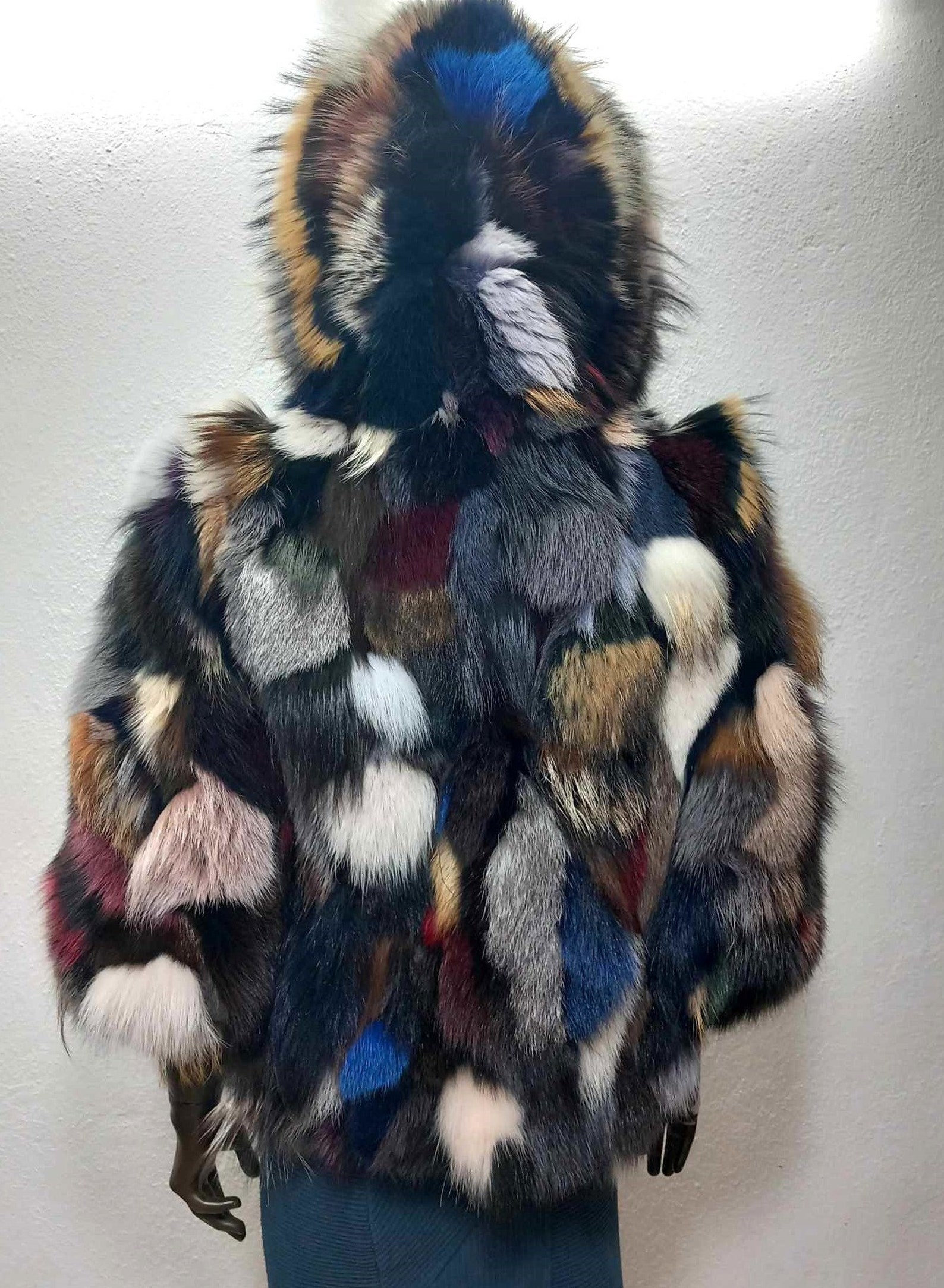 Hooded Colourful Fox Fur Cape: Handmade in Greece - Etsy