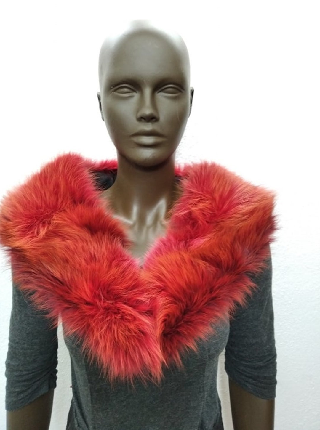Red Fox Fur Collar, Fox Fur Collar, Elegant Red Fox Collar,red ...