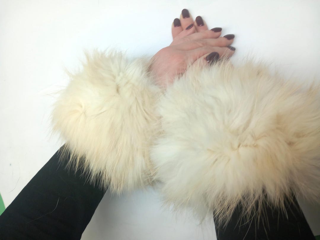 Beige Fox Cuffs,fur Cuffs, Fox Cuffs, Women Cuffs, Natural Fur Cuffs ...