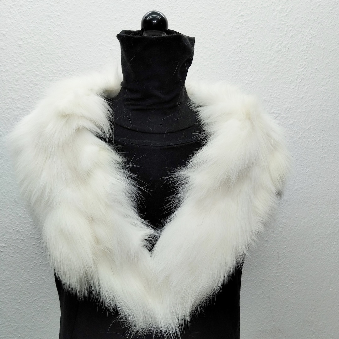 White Fox Fur Collar, Fox Fur Collar, Elegant Fox Collar, Detachable ...